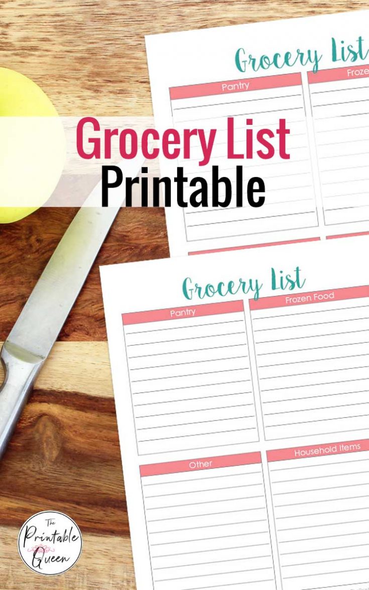 Simple Printable Grocery List